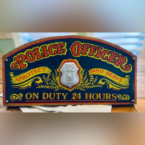 Wall Decor | Police Officer On Duty Wood Plaque Sign 3d Badge 17x9 ...